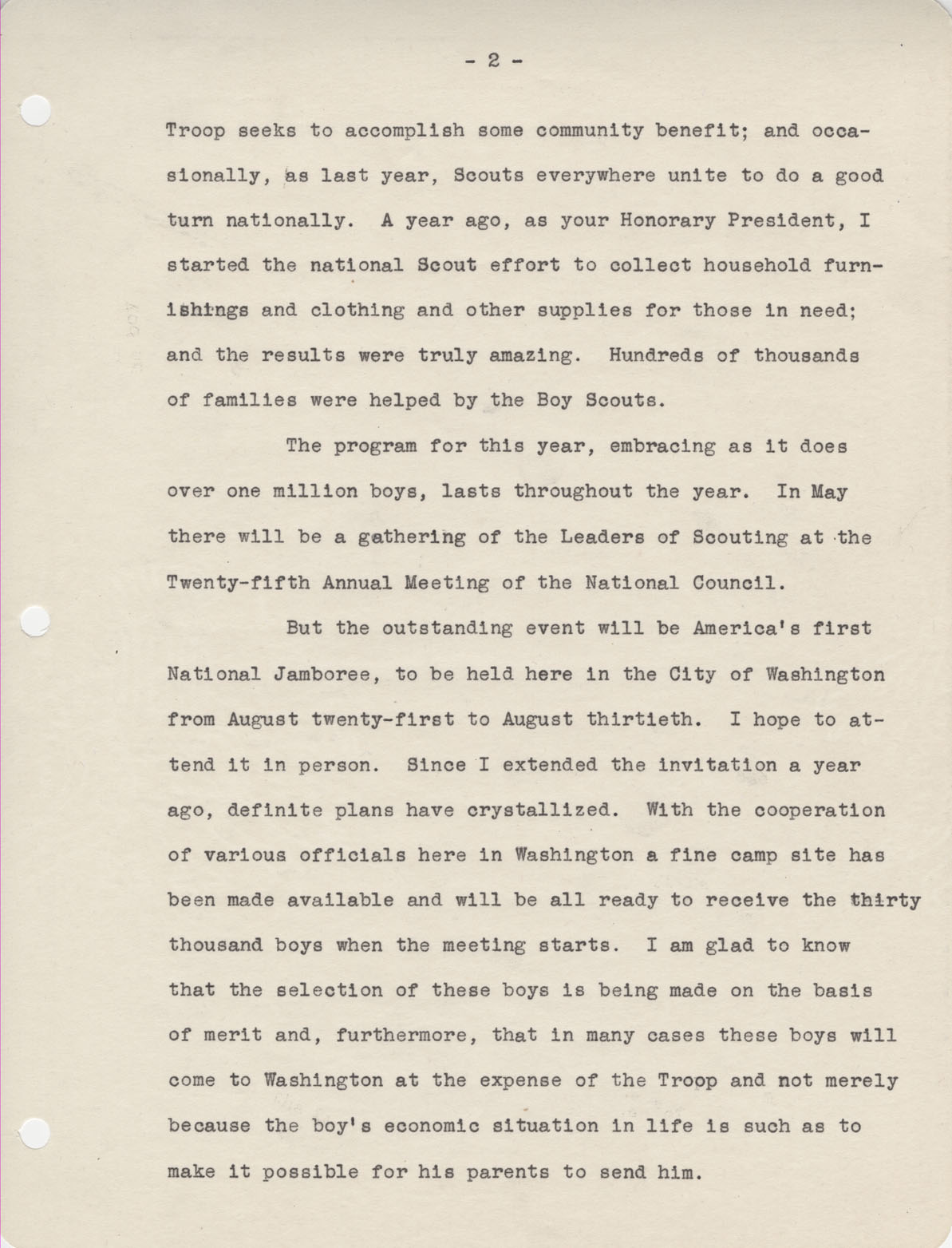 FDR’s radio address to Boy Scouts on 25th birthday celebration pg2 ...