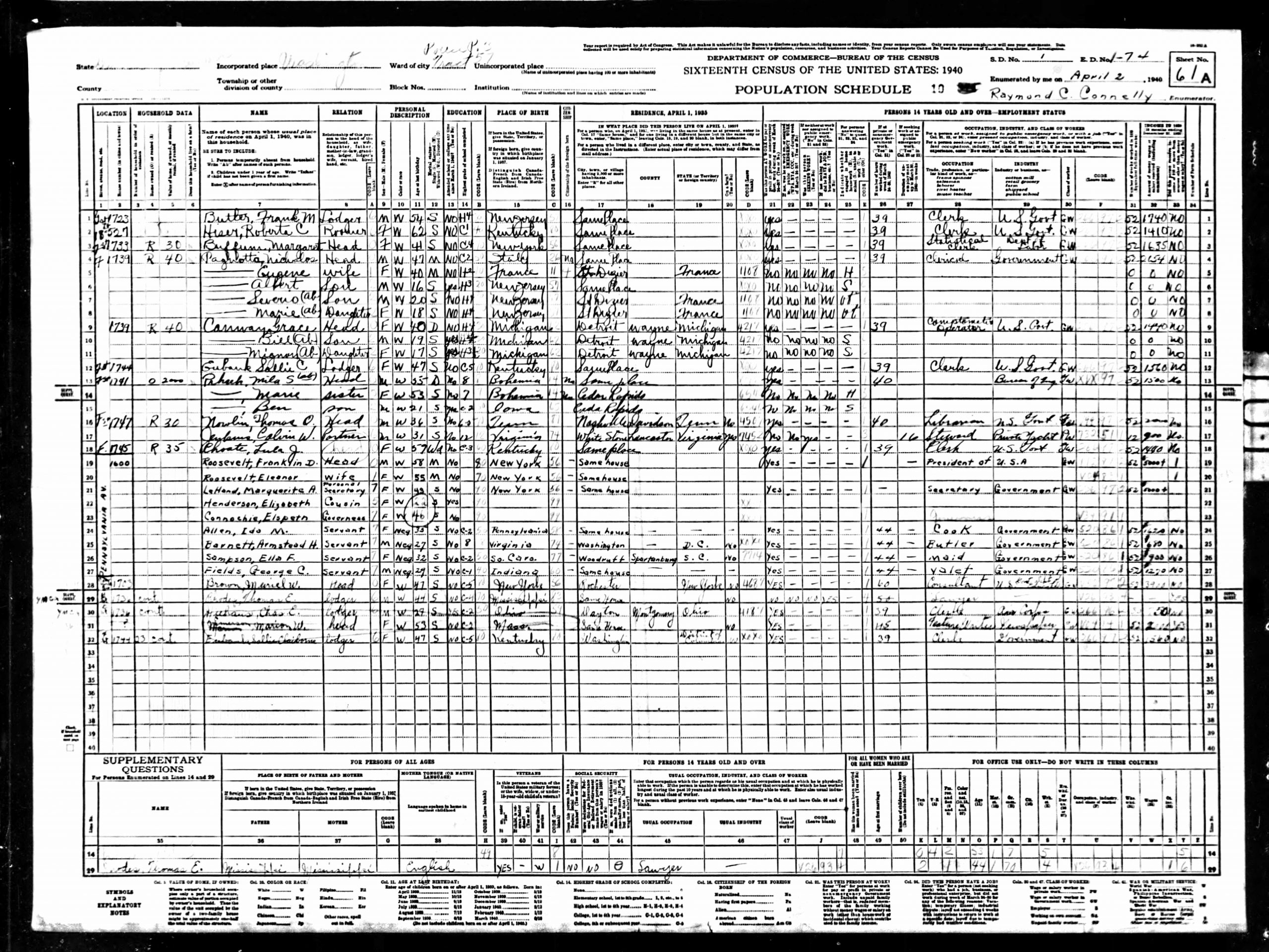 Roosevelt 1940 Census – Forward with Roosevelt