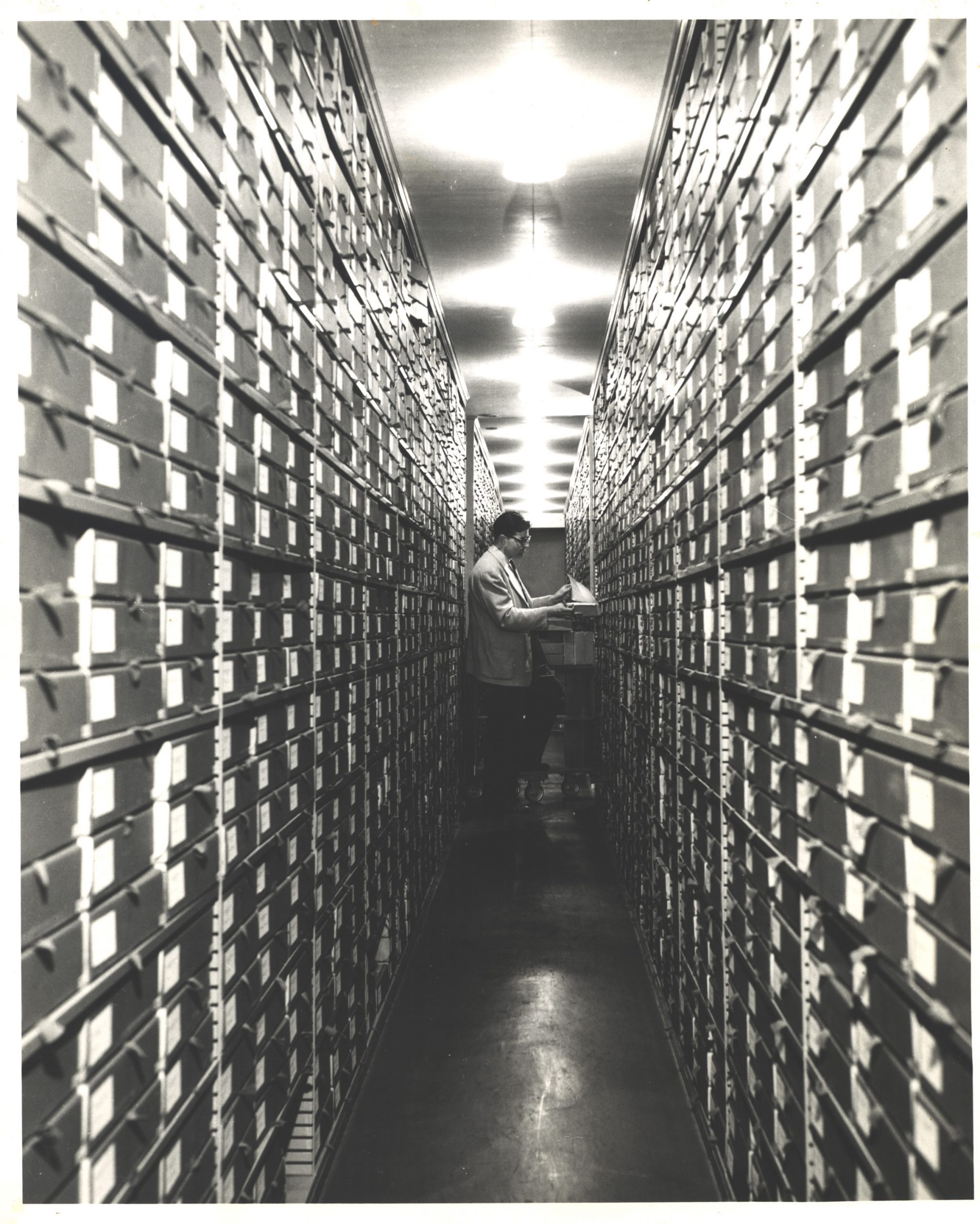 Historic view of FDR Library Archival Stacks – Forward with Roosevelt