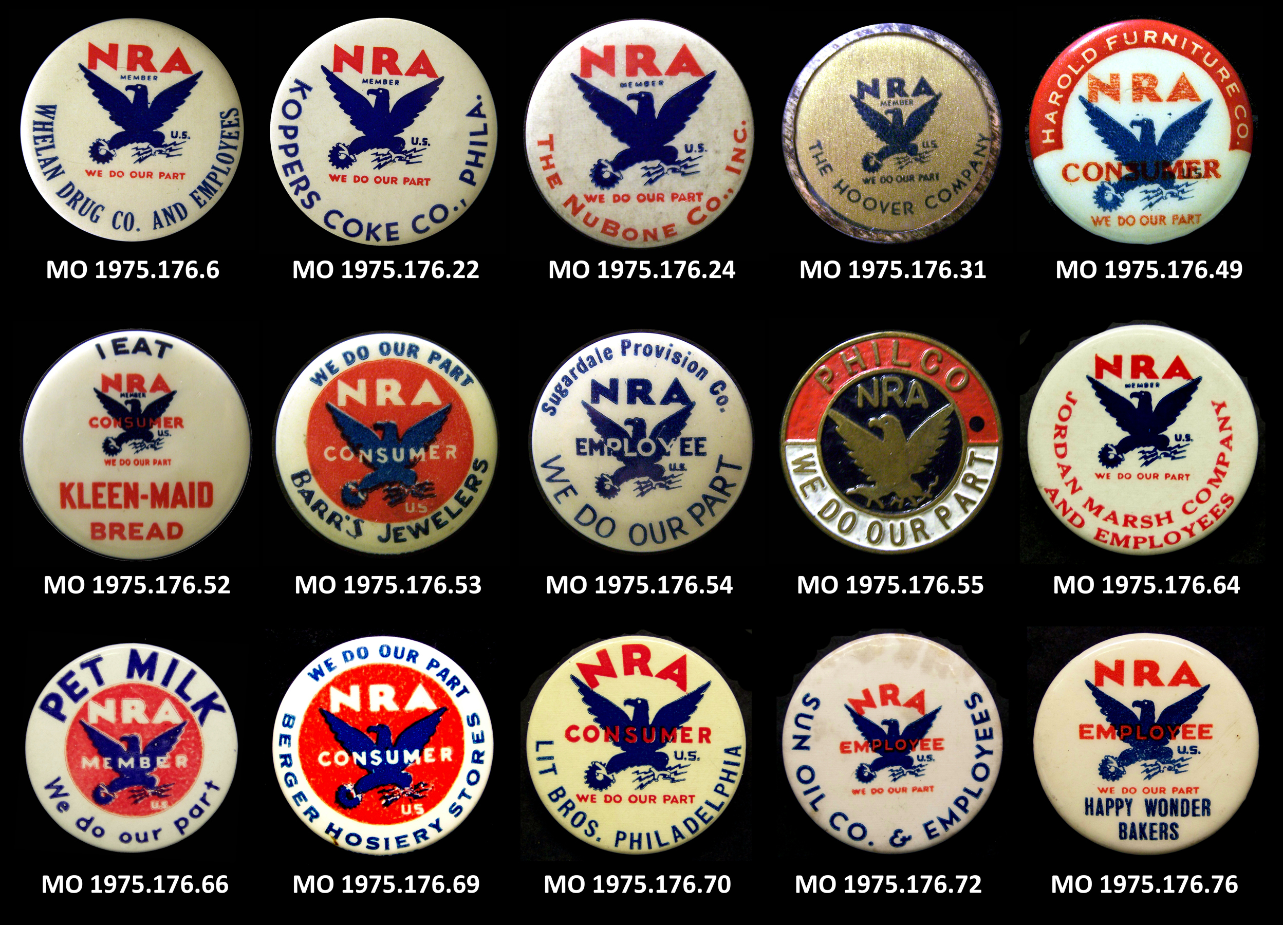 NRA Buttons – Forward with Roosevelt