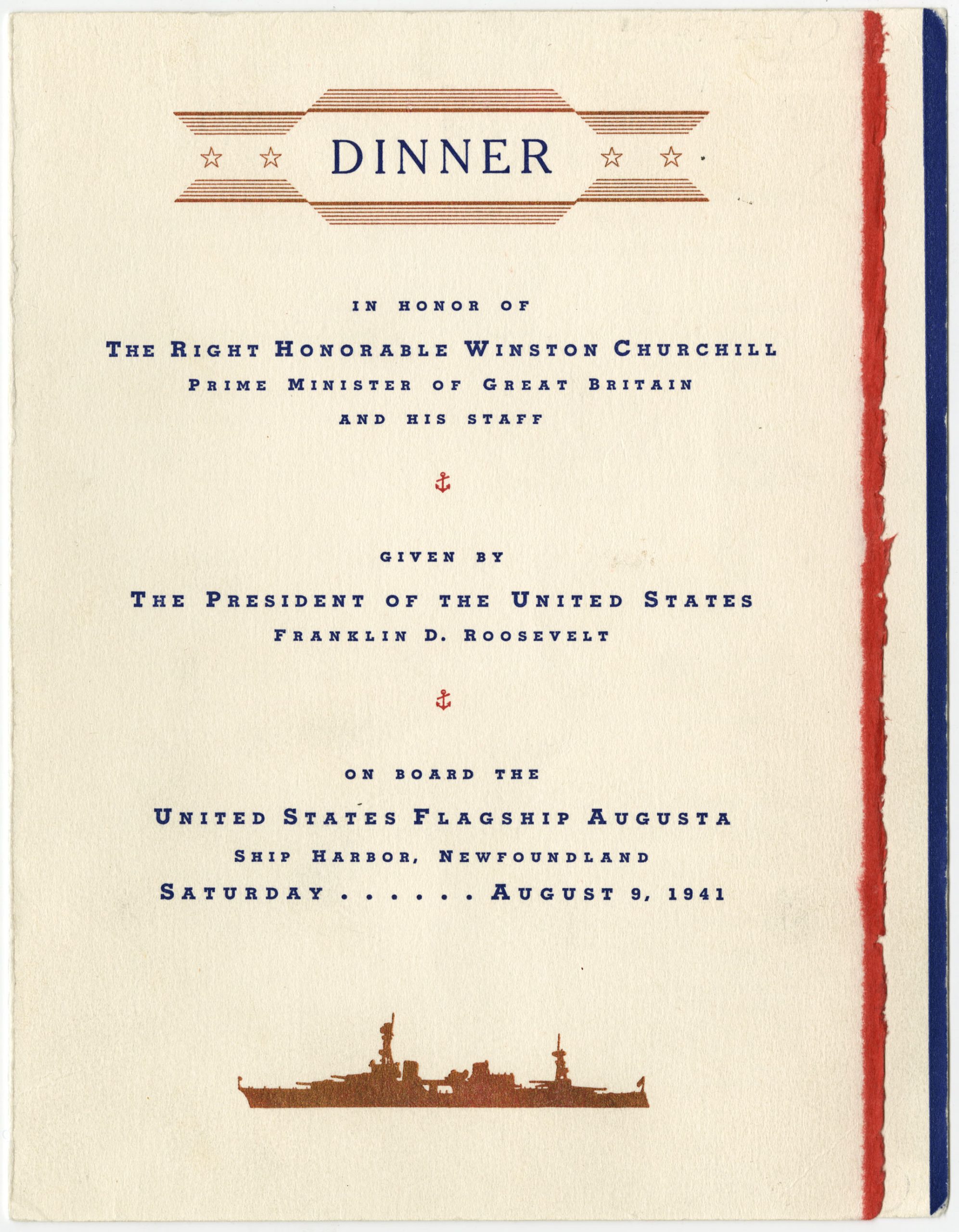 Atlantic Charter Dinner Menu pg1 – Forward with Roosevelt