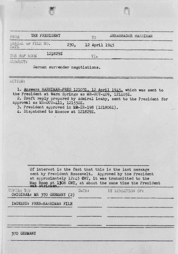 Flash, the President is Dead, April 12, 1945 – Forward with Roosevelt